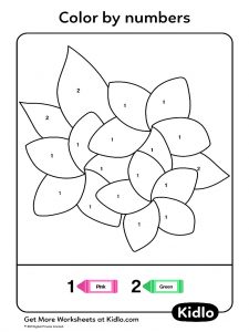 Color By Numbers - Flowers Worksheet #03 - Kidlo.com