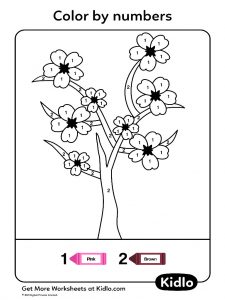 Color By Numbers - Flowers Worksheet #05 - Kidlo.com