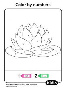 Color By Numbers - Flowers Worksheet #06 - Kidlo.com