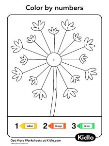 Color By Numbers - Flowers Worksheet #07 - Kidlo.com