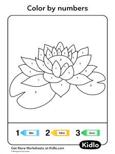 Color By Numbers - Flowers Worksheet #09 - Kidlo.com