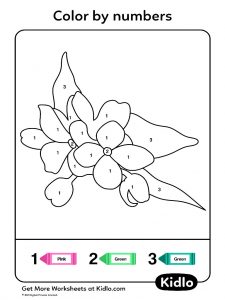 Color By Numbers - Flowers Worksheet #10 - Kidlo.com