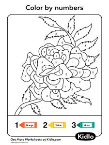 Color By Numbers - Flowers Worksheet #11 - Kidlo.com