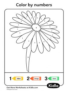 Color By Numbers - Flowers Worksheet #13 - Kidlo.com