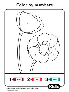 Color By Numbers - Flowers Worksheet #15 - Kidlo.com