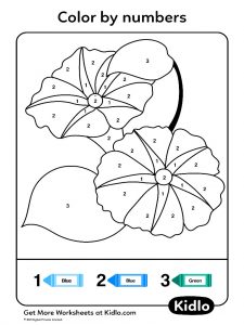 Color By Numbers - Flowers Worksheet #23 - Kidlo.com