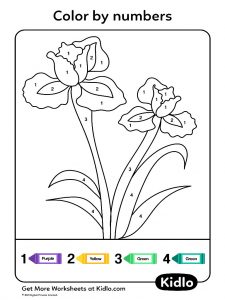 Color By Numbers - Flowers Worksheet #35 - Kidlo.com