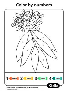 Color By Numbers - Flowers Worksheet #36 - Kidlo.com