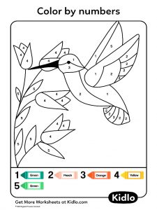 Color By Numbers - Flowers Worksheet #40 - Kidlo.com