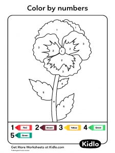 Color By Numbers - Flowers Worksheet #42 - Kidlo.com