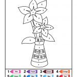 Color By Numbers - Flowers Worksheet #50 - Kidlo.com