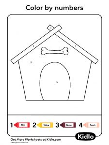 Color By Numbers - Houses Worksheet #02 - Kidlo.com