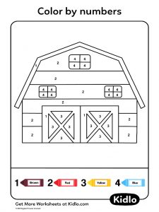Color By Numbers - Houses Worksheet #04 - Kidlo.com