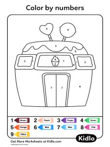 Color By Numbers - Houses Worksheet #10 - Kidlo.com
