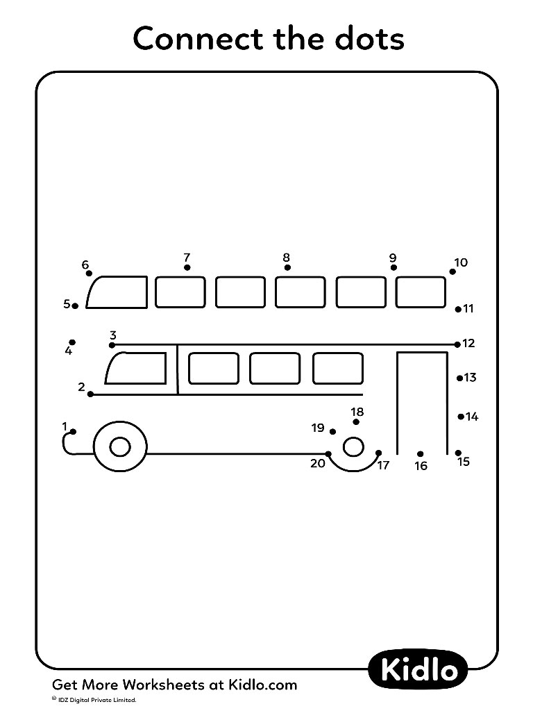Connect The Dots 1-20 – Activity Worksheet #05 - Kidlo.com