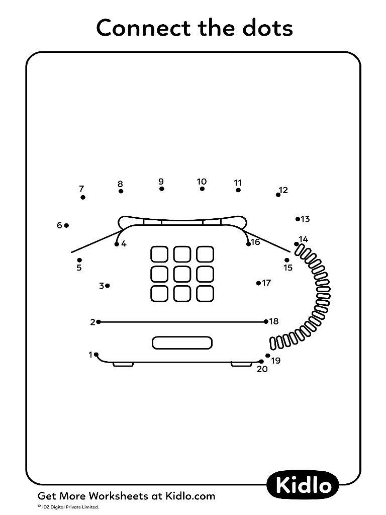 Connect The Dots 1-20 – Activity Worksheet #11 - Kidlo.com