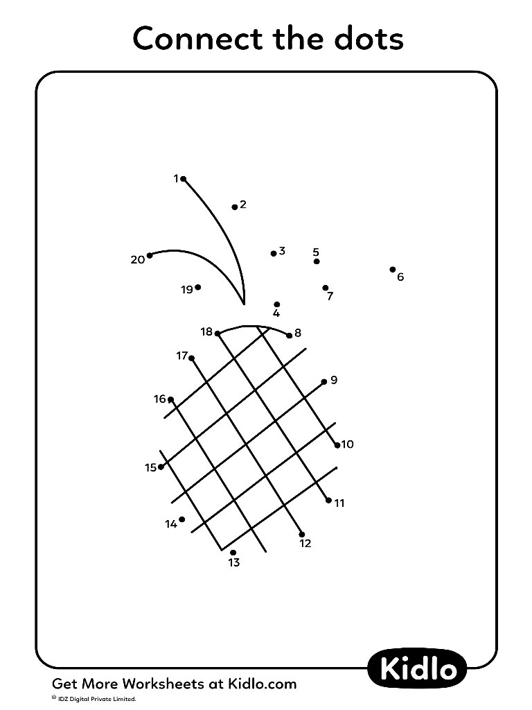 Connect The Dots 1-20 – Activity Worksheet #18 - Kidlo.com