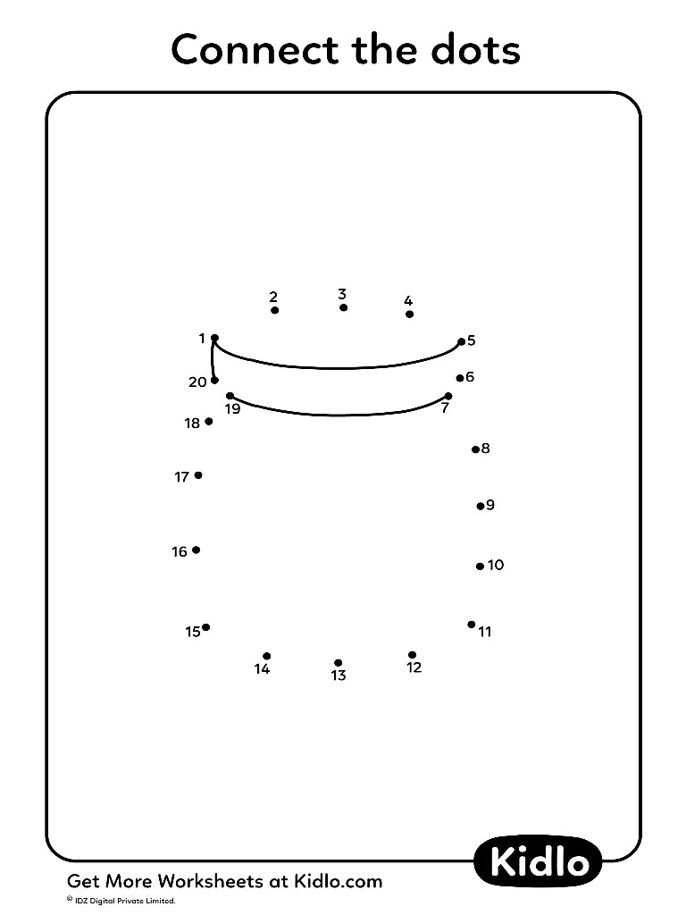 Connect The Dots 1-20 – Activity Worksheet #23 - Kidlo.com