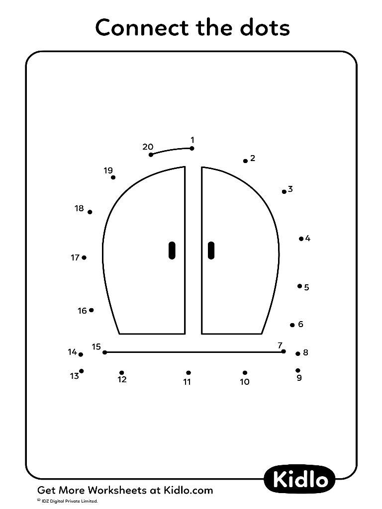 Connect The Dots 1-20 – Activity Worksheet #27 - Kidlo.com