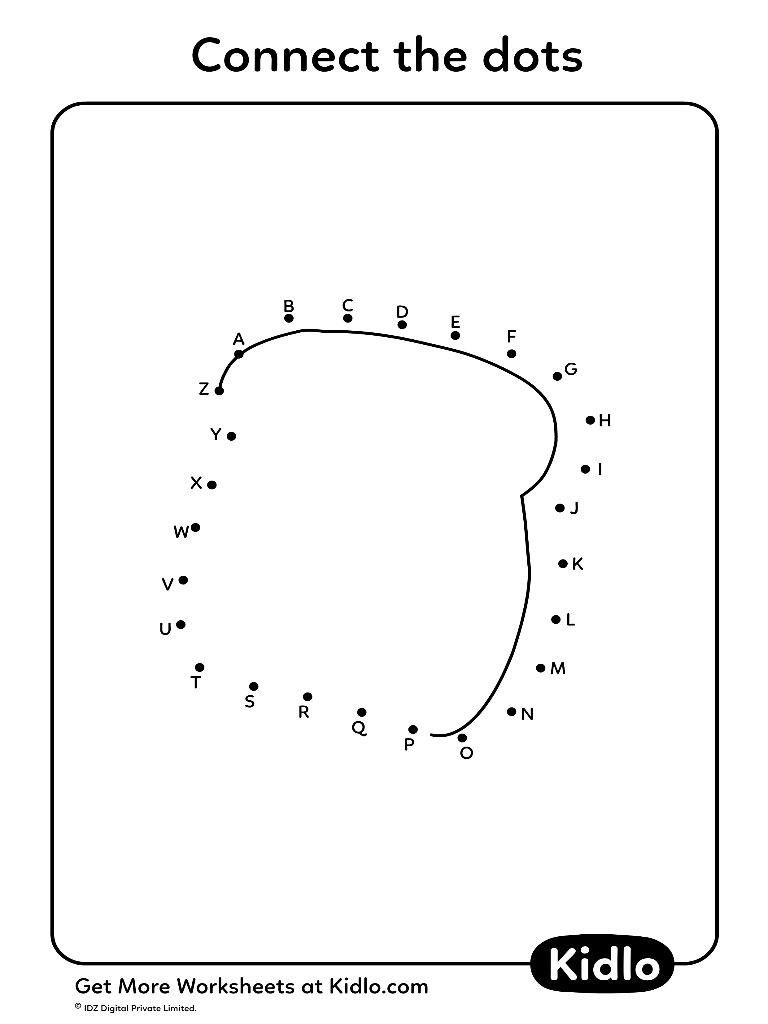 Connect The Dots A to Z – Activity Worksheet #21 - Kidlo.com