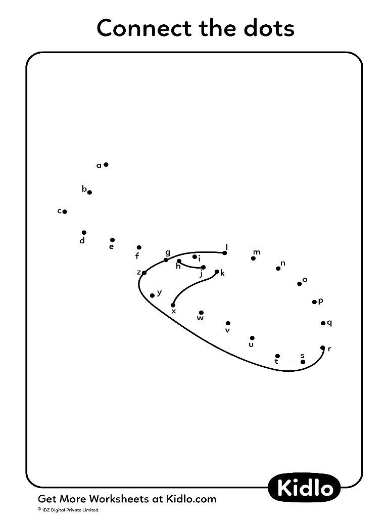 Connect The Dots a-z – Activity Worksheet #23 - Kidlo.com
