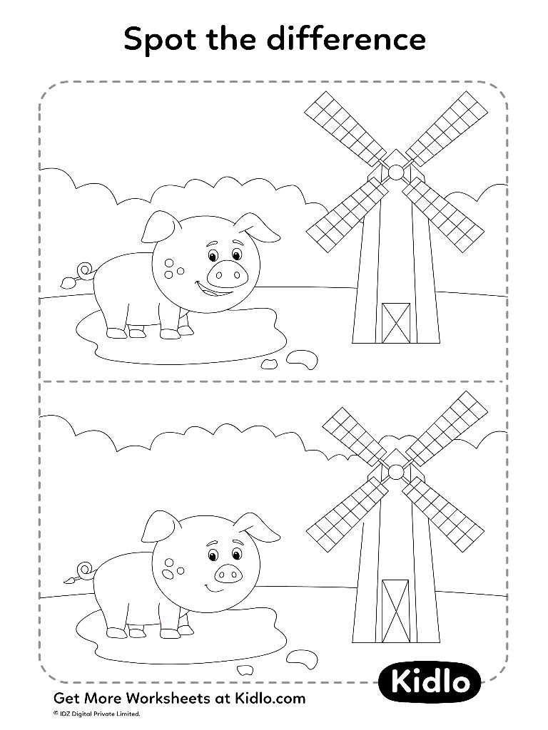 Spot The Difference – Animal Matching Activity Worksheet #06 - Kidlo.com
