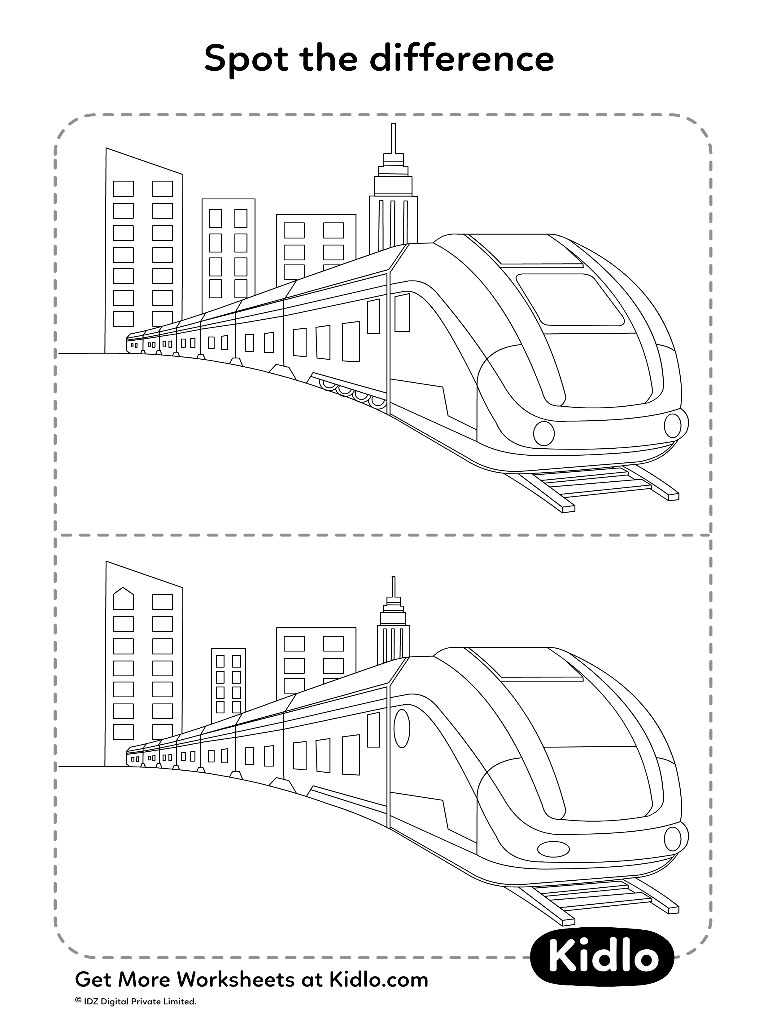 Spot The Difference – City Matching Activity Worksheet #02 - Kidlo.com