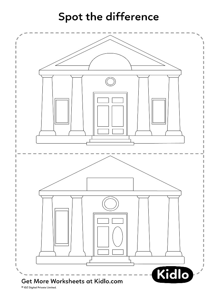 Spot The Difference – City Matching Activity Worksheet #05 - Kidlo.com