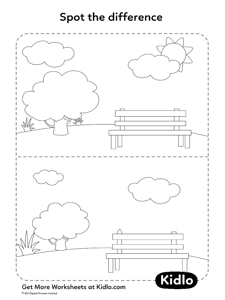 Spot The Difference – City Matching Activity Worksheet #09 - Kidlo.com