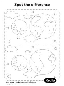 Spot The Difference – Space Matching Activity Worksheet #04 - Kidlo.com