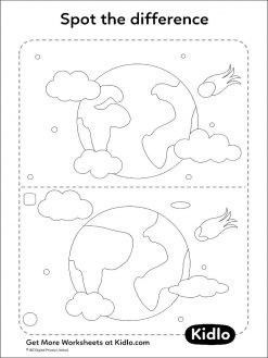 Spot The Difference – Space Matching Activity Worksheet #08 - Kidlo.com