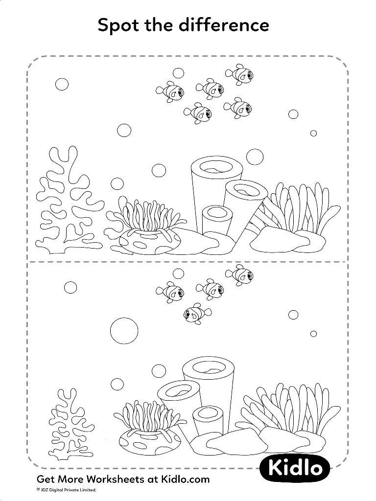 Spot The Difference – Underwater Animal Matching Activity Worksheet #02 ...