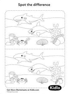 Spot The Difference – Underwater Animal Matching Activity Worksheet #06 ...